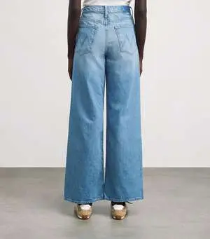 MOTHER The Rerun Zip Sneak Wide-leg Jeans - Blue