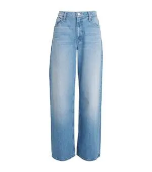 MOTHER The Rerun Zip Sneak Wide-Leg Jeans Blue