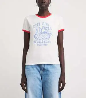 MOTHER Cotton The Lil Goodie Ringer T-shirt - White