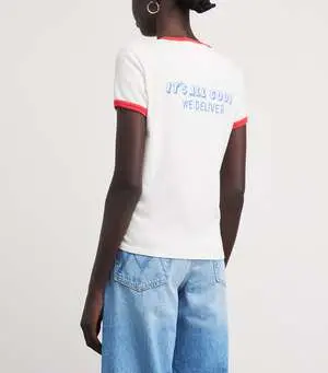 MOTHER Cotton The Lil Goodie Ringer T-shirt - White