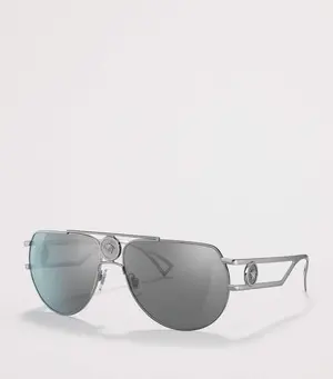 Versace Metal Medusa Aviator Sunglasses - Grey