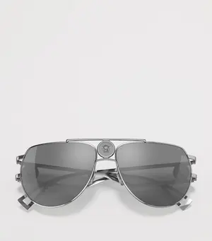 Versace Metal Medusa Aviator Sunglasses - Grey