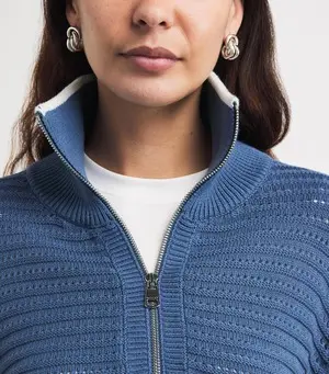 Varley Cotton Morwenna Half-zip Sweater - Blue