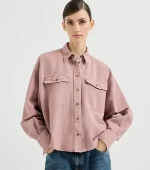 Brunello Cucinelli Cotton-linen Garment-dyed Shirt - Pink