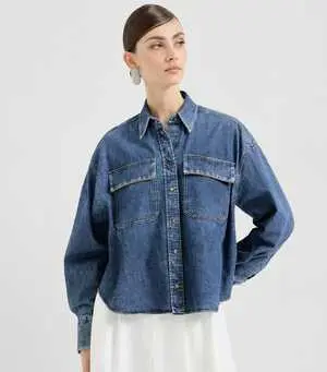 Brunello Cucinelli Denim Shirt With Monili Embellishments