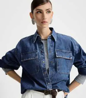 Brunello Cucinelli Denim Shirt With Monili Embellishments