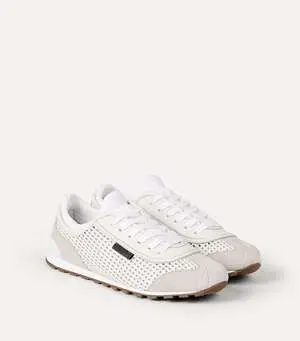Brunello Cucinelli Leather Net-trim Sneakers - White