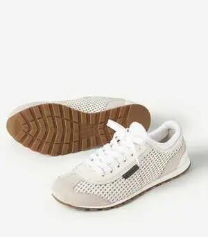 Brunello Cucinelli Leather Net-trim Sneakers - White