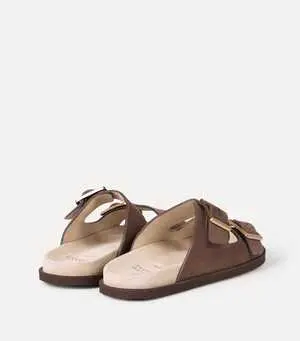 Brunello Cucinelli Suede Buckle Sandals - Brown