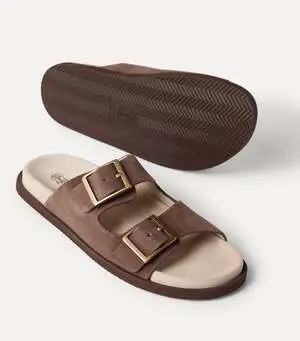 Brunello Cucinelli Suede Buckle Sandals - Brown