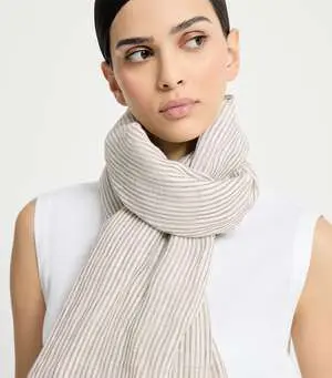 Brunello Cucinelli Linen-blend Stripe Scarf - Beige