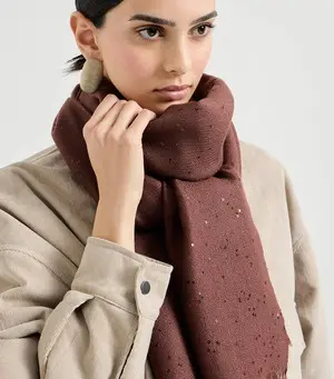 Brunello Cucinelli Cashmere-silk Sequinned Scarf - Red
