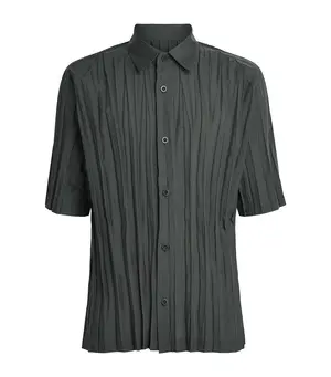 Issey Miyake Wrinkle Short-sleeve Oversized Shirt - Grey