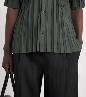 Issey Miyake Wrinkle Short-sleeve Oversized Shirt - Grey
