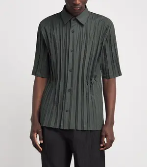 Issey Miyake Wrinkle Short-sleeve Oversized Shirt - Grey