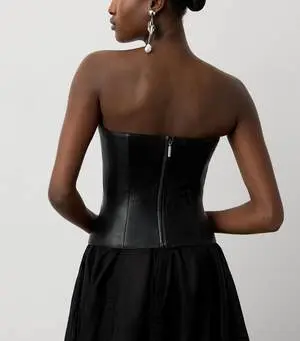 Ralph Lauren Leather Harling Bustier Top