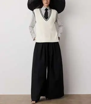 Ralph Lauren Cotton-blend Poplin Vanessa Wide-leg Trousers - Black