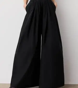 Ralph Lauren Cotton-blend Poplin Vanessa Wide-leg Trousers - Black