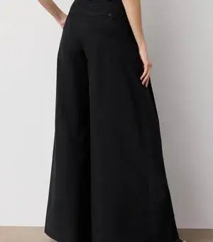 Ralph Lauren Cotton-blend Poplin Vanessa Wide-leg Trousers - Black