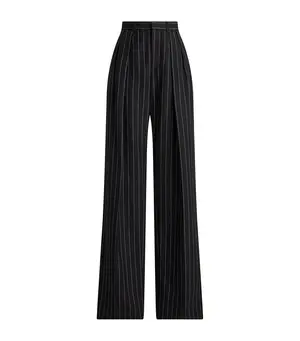 Ralph Lauren Cotton-linen-wool Stripe Jody Trousers - Black