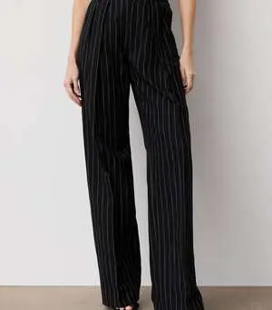 Ralph Lauren Cotton-linen-wool Stripe Jody Trousers - Black