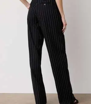 Ralph Lauren Cotton-linen-wool Stripe Jody Trousers - Black