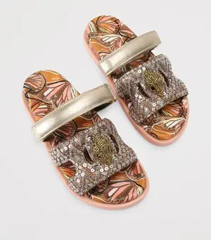 Kurt Geiger Leather Eagle Slides - Brown
