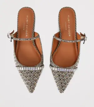 Kurt Geiger Embellished Strass Flat Mules - Beige