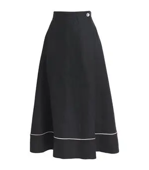 Agnona Linen Wrap Midi Skirt - Black