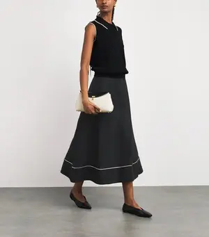 Agnona Linen Wrap Midi Skirt - Black