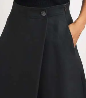 Agnona Linen Wrap Midi Skirt - Black