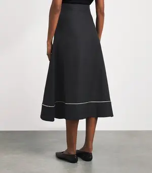 Agnona Linen Wrap Midi Skirt - Black