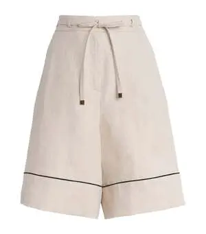Agnona Linen Drawstring Shorts - Beige