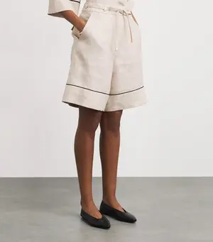Agnona Linen Drawstring Shorts - Beige