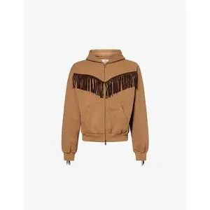AUSTIN POST Fringed Zip-up Cotton Hoody