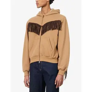 AUSTIN POST Fringed Zip-up Cotton Hoody