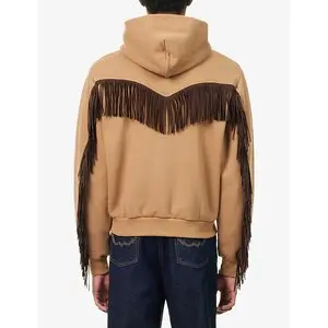 AUSTIN POST Fringed Zip-up Cotton Hoody
