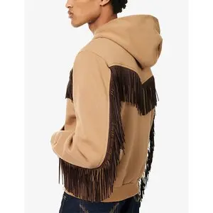 AUSTIN POST Fringed Zip-up Cotton Hoody