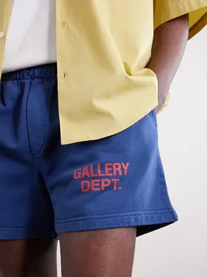 GALLERY DEPT. Zuma Straight-leg Logo-print Cotton-jersey Shorts - Blue