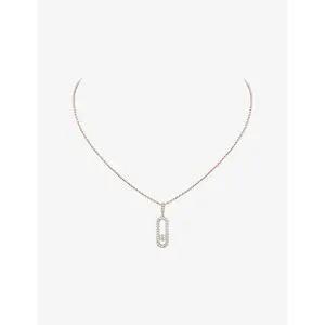 Messika Move Uno Large Pavé 18ct Gold And 0.35ct Diamond Necklace Pink
