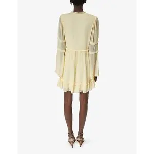 The Kooples V-neck Ruffle-trim Woven Mini Dress