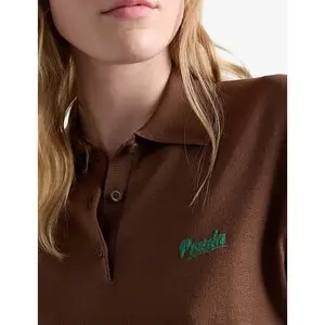 Prada Branded-print Knitted Silk Polo Shirt
