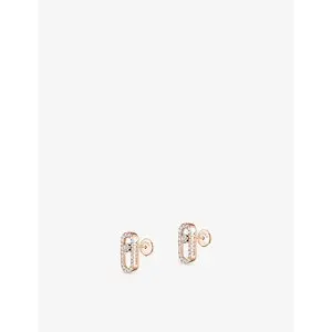 Messika Move Uno 18ct Gold And 0.16ct Diamond Stud Earrings - Pink