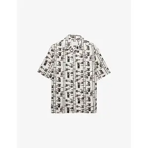 Prada Abstract-print Short-sleeved Cotton-blend Shirt - Neutral