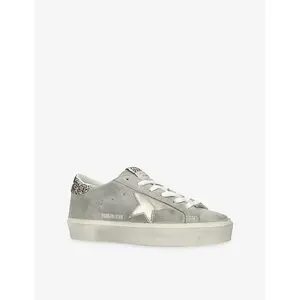 GOLDEN GOOSE Hi Star Suede Trainers - Silver Com