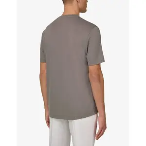 Boggi Milano Crewneck Regular-fit Stretch Cotton-blend T-shirt - Mud