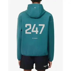 247 BY REPRESENT Numbers Zip-up Cotton-jersey Hoody - Teal
