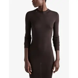 Prada Long-sleeved Wool Midi Dress - Brown