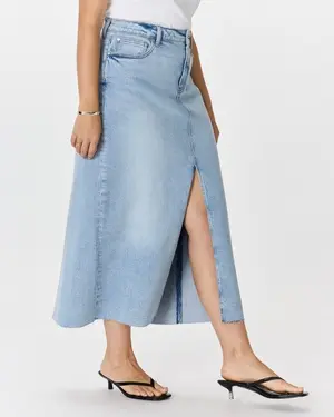 Quince Stretch Denim 5-pocket Midi Skirt - Cool Blue