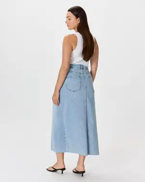 Quince Stretch Denim 5-pocket Midi Skirt - Cool Blue